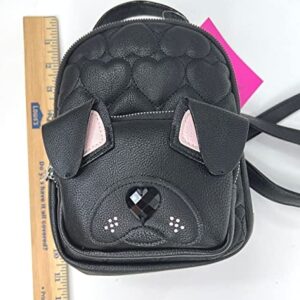 Betsey Johnson Mini Dog Puppy Backpack Black with Heart Jewel Nose Bulldog Great Gift Idea Women's Fashion Bag Tote Handbag Purse