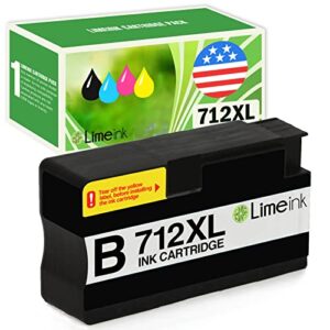 limeink compatible ink cartridges replacement for hp 712 ink cartridges 712xl ink for hp for designjet t650 t630 t230 t210 studio plotter printers (1 black)