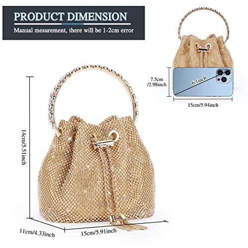 UBORSE Women Evening Clutch Bags Purses Handbags Crystals Sparkly Diamond Glitter Bag Bucket Handbag Rhinestone Clutch for Prom Cocktail Wedding