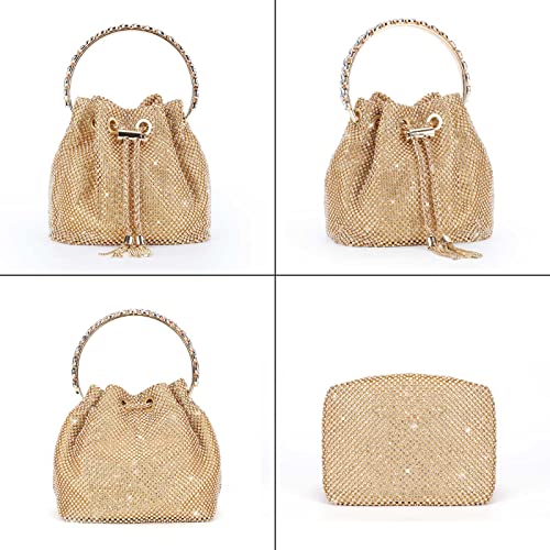 UBORSE Women Evening Clutch Bags Purses Handbags Crystals Sparkly Diamond Glitter Bag Bucket Handbag Rhinestone Clutch for Prom Cocktail Wedding