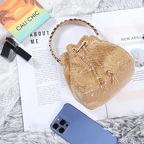 UBORSE Women Evening Clutch Bags Purses Handbags Crystals Sparkly Diamond Glitter Bag Bucket Handbag Rhinestone Clutch for Prom Cocktail Wedding