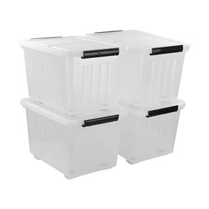 asking 4-pack clear large 42 l plastic storage boxes, plastic storage bins with wheels