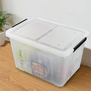 Asking 4-Pack Clear Large 42 L Plastic Storage Boxes, Plastic Storage Bins with Wheels