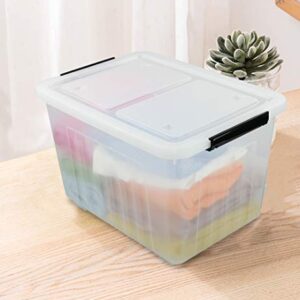 Asking 4-Pack Clear Large 42 L Plastic Storage Boxes, Plastic Storage Bins with Wheels