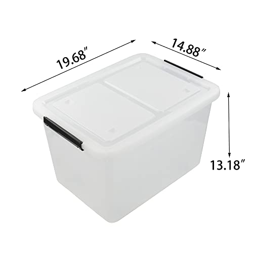 Asking 4-Pack Clear Large 42 L Plastic Storage Boxes, Plastic Storage Bins with Wheels