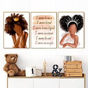 lloseup black queen wall art african american princess queen crown rainbow heart quotes wall art abstract nordic posters black women canvas prints for kids room bedroom home decor unframed