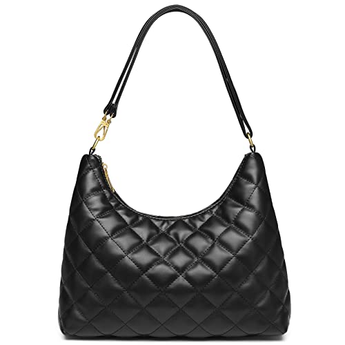 Nacolulu Quilted Shoulder Handbag,Wallet Bag Shoulder Bag Top Handle Satchel Purse,Lightweight Quilted Tote Purse (Black)