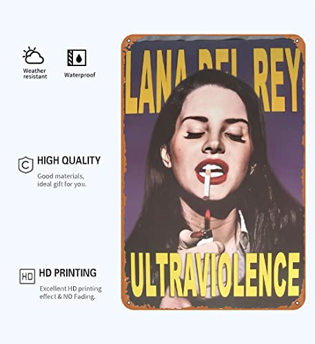 Charcasus Metal Tin Sign Lana Del Rey Ultraviolence Music Metal Poster Room Wall Bedroom Decor Wall Art 8 X 12 Inch