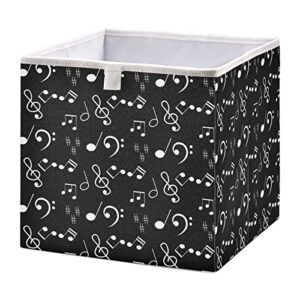 kigai music black storage baskets, 16x11x7 in collapsible fabric storage bins organizer rectangular storage box for shelves, closets, laundry, nursery, home decor