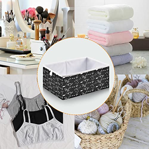 Kigai Music Black Storage Baskets, 16x11x7 in Collapsible Fabric Storage Bins Organizer Rectangular Storage Box for Shelves, Closets, Laundry, Nursery, Home Decor