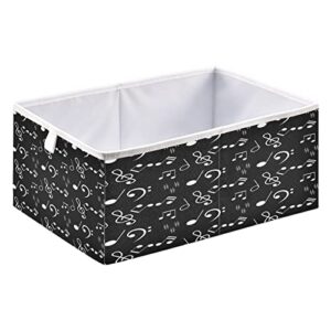 Kigai Music Black Storage Baskets, 16x11x7 in Collapsible Fabric Storage Bins Organizer Rectangular Storage Box for Shelves, Closets, Laundry, Nursery, Home Decor