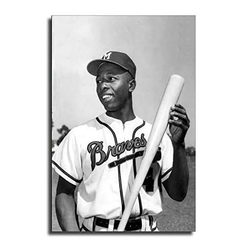 Hank Aaron Milwaukee Braves Baseball Poster Decorative Painting Canvas Wall Art Living Room Posters Bedroom Painting 16x24inch(40x60cm)