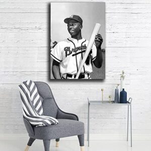 Hank Aaron Milwaukee Braves Baseball Poster Decorative Painting Canvas Wall Art Living Room Posters Bedroom Painting 16x24inch(40x60cm)