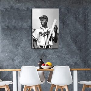 Hank Aaron Milwaukee Braves Baseball Poster Decorative Painting Canvas Wall Art Living Room Posters Bedroom Painting 16x24inch(40x60cm)