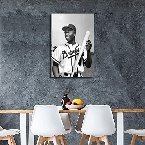 Hank Aaron Milwaukee Braves Baseball Poster Decorative Painting Canvas Wall Art Living Room Posters Bedroom Painting 16x24inch(40x60cm)