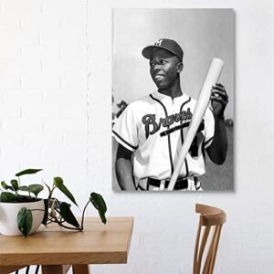 Hank Aaron Milwaukee Braves Baseball Poster Decorative Painting Canvas Wall Art Living Room Posters Bedroom Painting 16x24inch(40x60cm)