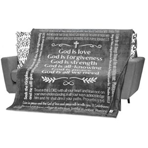 filo estilo spiritual gifts for women or men, scripture blanket, religious easter gifts, christian, inspirational, catholic, faith, god gifts, healing throw blanket for prayer 60×50 inches (grey)