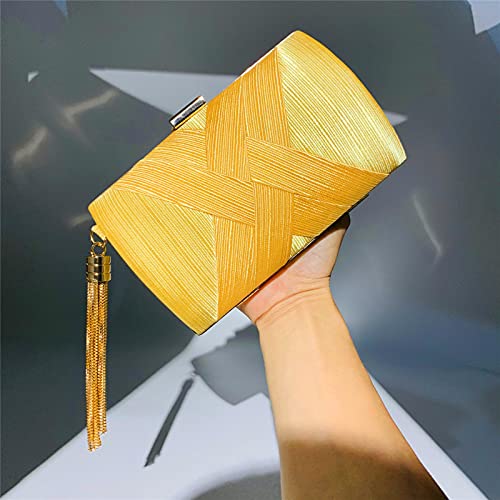 Women's Elegant Tassel Pendant Silk Evening Bag Clutch Purse for Bride Wedding Prom Night Out Party (Yellow)