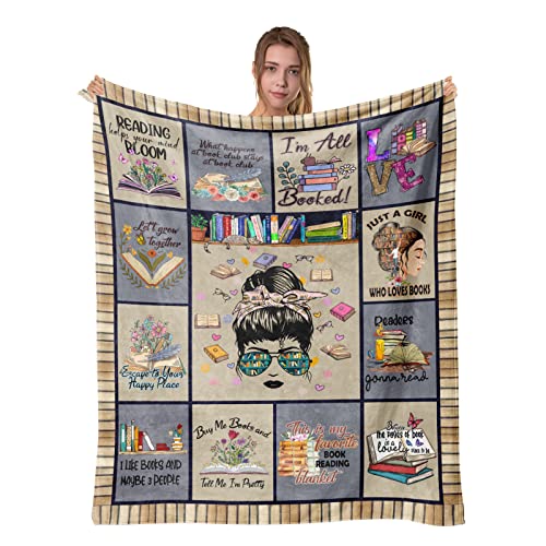 Qubygo Book Lovers Gifts for Women - Book Lovers Blanket, Reading Gifts for Girls, Book Club Gifts, Gifts for Book Lovers, Bookworm Gifts, Librarian Gifts, Reading Gifts Ideas Blanket 60"x50"