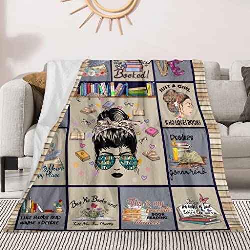 Qubygo Book Lovers Gifts for Women - Book Lovers Blanket, Reading Gifts for Girls, Book Club Gifts, Gifts for Book Lovers, Bookworm Gifts, Librarian Gifts, Reading Gifts Ideas Blanket 60"x50"