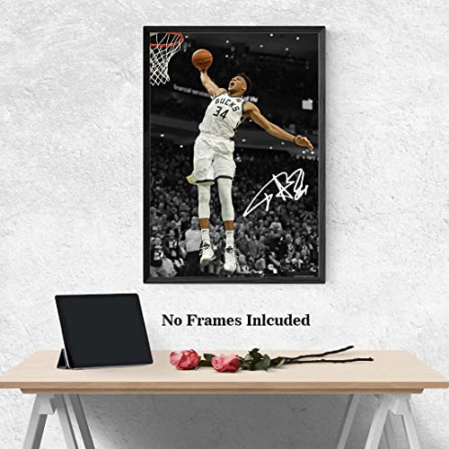 Mingki Giannis Antetokounmpo Poster, ''Greek Freak'' - Basketball Star Canvas Poster for Man Cave Office Home Decor, Basketball Wall Art Basketball Fan Memorabilia Sports Poster, 16"x24"-No Frame