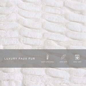 Casual Chic Lapin Ultra Fine Faux Fur Throw Blanket - Luxurious, Chic, Soft and Cozy 400 GSM Microfiber Blanket for Couch and Bed - 50” x 60” (Ivory)