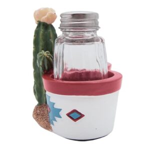 Salt and Pepper Set Holder with a Cactus Pot Design, Southwestern Décor, Shakers Included, 4.5 Inches