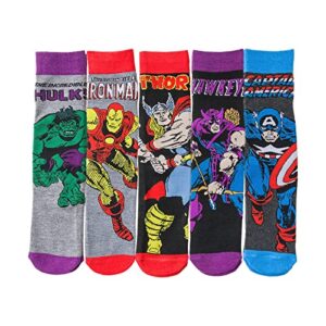 alaheijq marvel funny crew socks 5 pack, cartoon crazy superhero character socks for men,us size 9-11