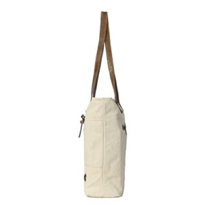 NATURALS EXPORT La Couspaude Upcycled Canvas Bag White Tote Bag Leather Tote Canvas Bag