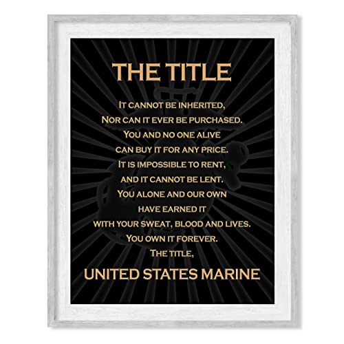 "The Title - United States Marine"- Patriotic US Marine Corps Wall Art Decor -8 x 10" Military Print -Ready To Frame. Home-Office-School Decor. Perfect Gift for Marines & Veterans. Semper Fi - Oorah!