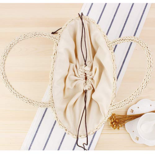 Straw Beach Bag Summer Woven Tote Bag Rattan Handbag Hobo Bohemian Vacation Bags Waterproof Sandproof (Brown)