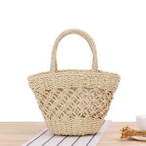 Straw Beach Bag Summer Woven Tote Bag Rattan Handbag Hobo Bohemian Vacation Bags Waterproof Sandproof (Brown)