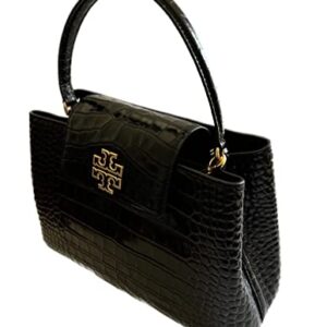 Tory Burch Britten Embossed Small Satchel/Crossbody Bag 141043 Black 001