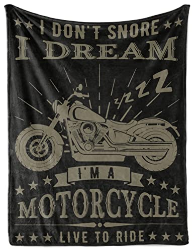 InnoBeta Motorcycle Gifts for Men, Throw Blanket for Motorbike Lover Biker Rider, Father's Day, Christmas, Birthday - I Don't Snore I Dream I'm A Motorcycle