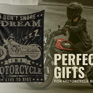 InnoBeta Motorcycle Gifts for Men, Throw Blanket for Motorbike Lover Biker Rider, Father's Day, Christmas, Birthday - I Don't Snore I Dream I'm A Motorcycle