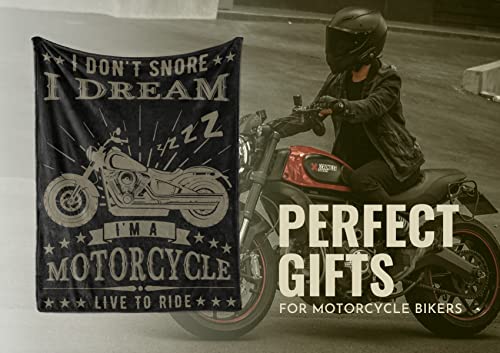 InnoBeta Motorcycle Gifts for Men, Throw Blanket for Motorbike Lover Biker Rider, Father's Day, Christmas, Birthday - I Don't Snore I Dream I'm A Motorcycle