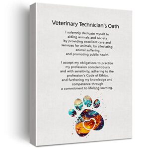 veterinarian wall art i solemnly dedicate myself to aiding animals canvas print framed vet tech painting for home office wall & tabletop decor