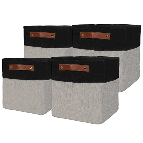 Creekview Home Emporium Basket Cube Storage Bins - 4pk 10.5in Square Collapsible Fabric Storage Cubes Organizer Bins