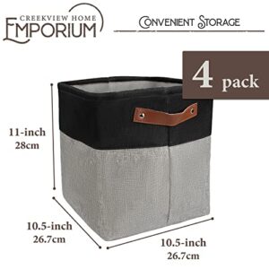 Creekview Home Emporium Basket Cube Storage Bins - 4pk 10.5in Square Collapsible Fabric Storage Cubes Organizer Bins