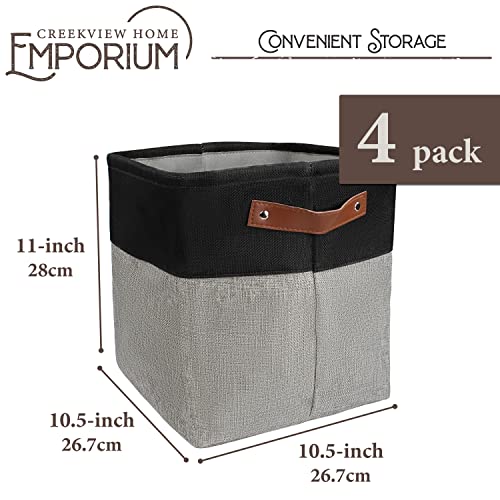 Creekview Home Emporium Basket Cube Storage Bins - 4pk 10.5in Square Collapsible Fabric Storage Cubes Organizer Bins