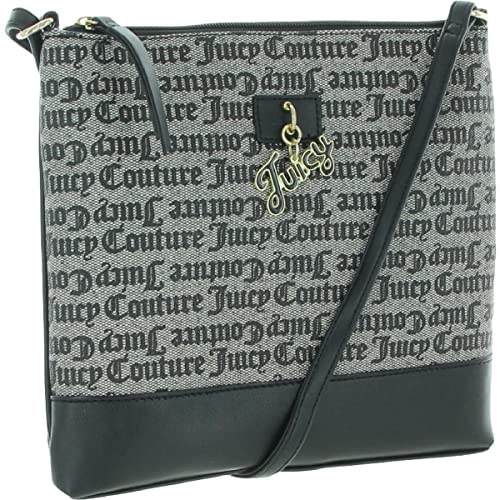 Juicy Couture Womens Love Lock Logo Faux Leather Crossbody Handbag Black Medium