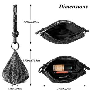 CROWN GUIDE Rhinestone Purse Clutch Purses for Women Wedding Evening Bag Hobo Bags Designer Handbags for Women Formal Prom Party Club Black