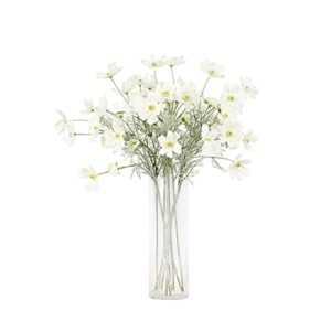 2 pcs artificial fake flowers plants cosmos silk flower arrangements wedding bouquets decorations plastic floral table centerpieces for home kitchen garden party decor approx 23.6” high – white