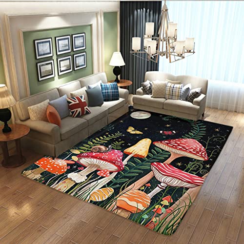 CANARO Mushroom Rugs Non-Slip Soft Doormats Bath Black Starry Sky Carpet Floor Runner Area Rugs for Home Dining Living Room Bedroom Farmhouse Decor 31.5x19.7inch