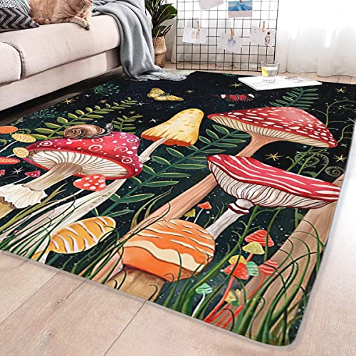 CANARO Mushroom Rugs Non-Slip Soft Doormats Bath Black Starry Sky Carpet Floor Runner Area Rugs for Home Dining Living Room Bedroom Farmhouse Decor 31.5x19.7inch