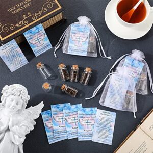 50 Sets Funeral Favors Set 50 Pcs Celebration of Life Prayer Cards for Memorial 50 Pcs Seeds Glass Bottles with Cork Stopper 50 Pcs Organza Bags for Funeral Bereavement Loss of Loved One