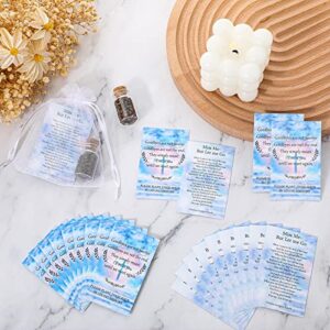 50 Sets Funeral Favors Set 50 Pcs Celebration of Life Prayer Cards for Memorial 50 Pcs Seeds Glass Bottles with Cork Stopper 50 Pcs Organza Bags for Funeral Bereavement Loss of Loved One