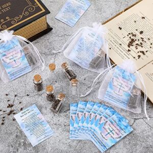 50 Sets Funeral Favors Set 50 Pcs Celebration of Life Prayer Cards for Memorial 50 Pcs Seeds Glass Bottles with Cork Stopper 50 Pcs Organza Bags for Funeral Bereavement Loss of Loved One