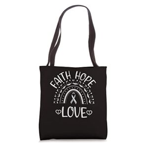 white ribbon lung cancer awareness faith hope love tote bag