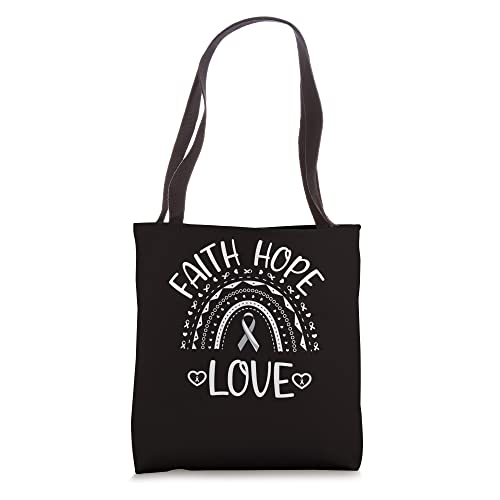 White Ribbon Lung Cancer Awareness Faith Hope Love Tote Bag